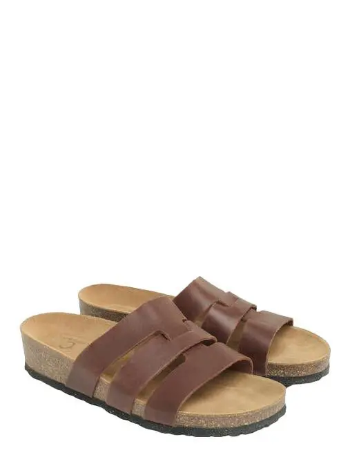 CELTIC & CO. Triple Strap Low Wedge Mule - Rust