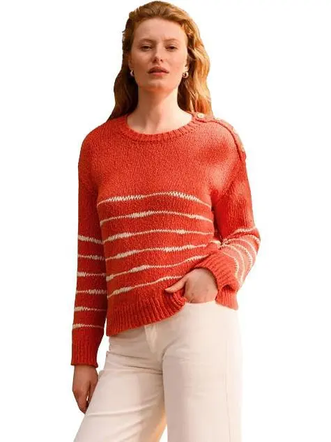 CELTIC & CO. Drop Stitch Breton Sweater - Burnt Orange