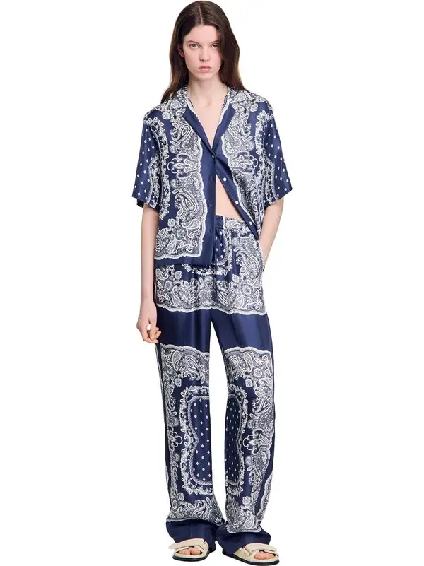 Sandro Bandana-print Trousers - Blu / White
