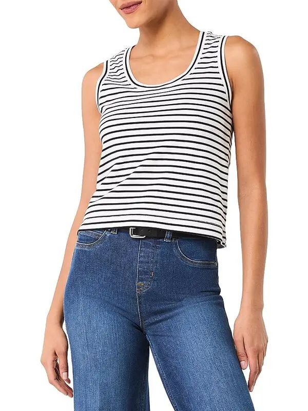 Spanx Cool Cotton Striped Tank Top - Black Mariner Stripe