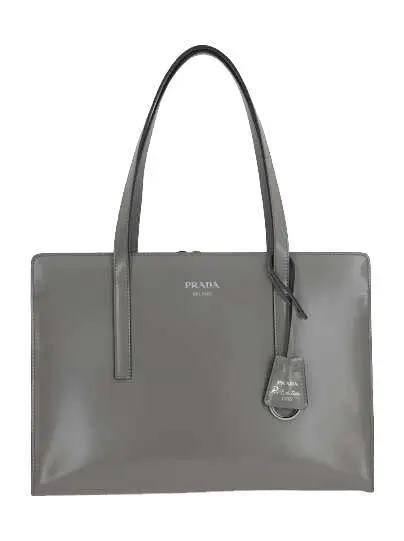 Prada Handbag In Brushed Leather With Embossed Logo - Marble N