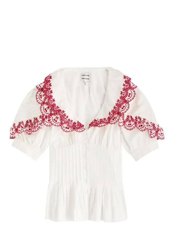 DAMSON MADDER Caroline Embroidered Blouse - White