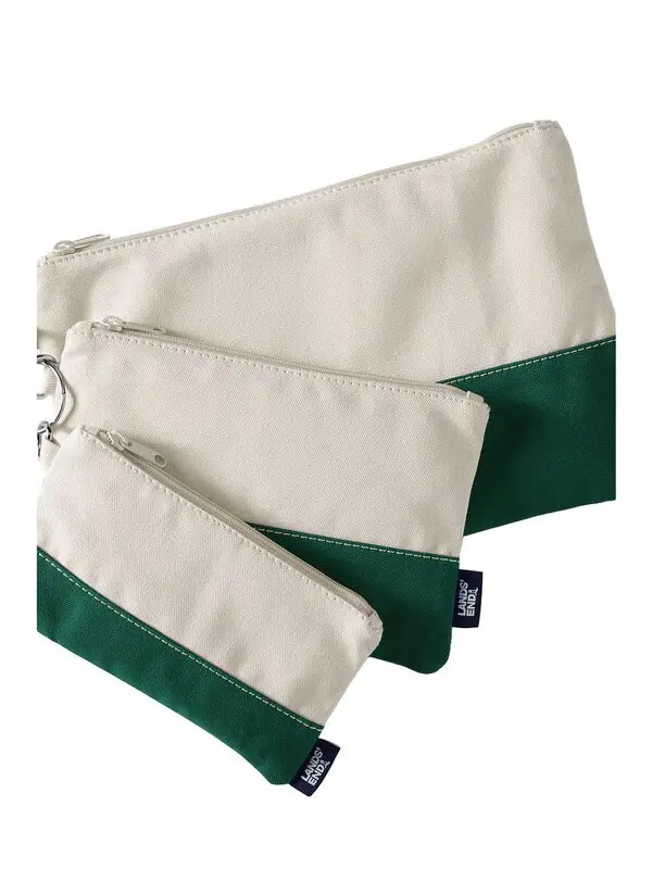 LANDS' END Canvas Pouch 3-pack - Natural/bright Spruce