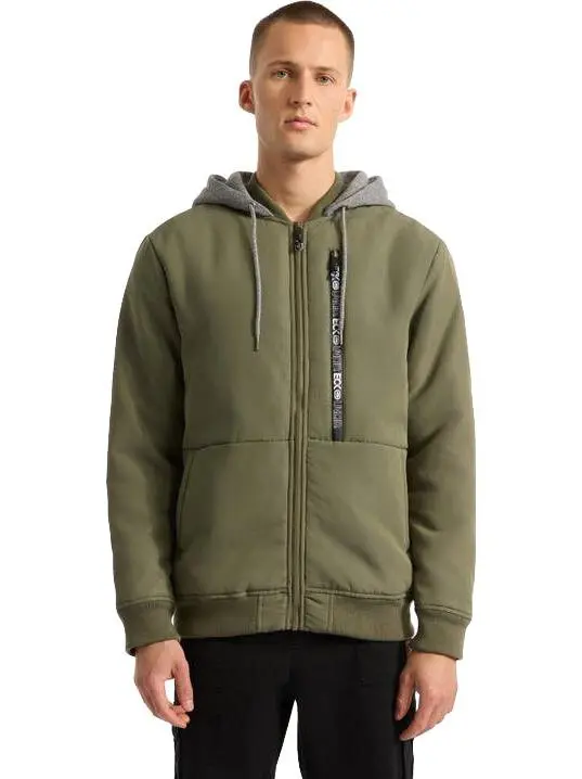 ECKO UNLTD. Faux Shearling Varsity Jacket - Olive