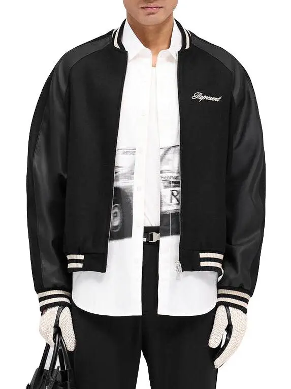 REPRESENT Raglan Varsity Jacket - Black