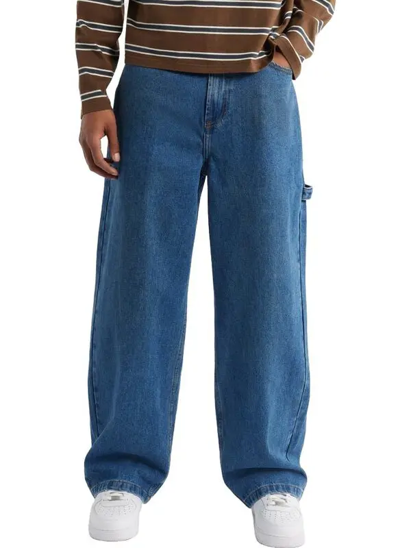 ELWOOD Wood Shop Baggy Wide Leg Carpenter Jeans - Blue Medium