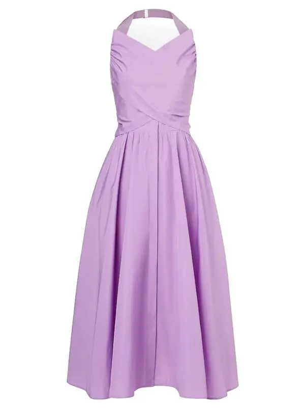 Patou Gathered Faille Midi Dress - Pink