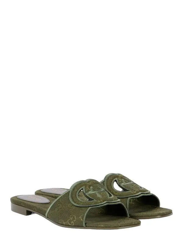 Gucci Interlocking G Gg Canvas Slides - Green
