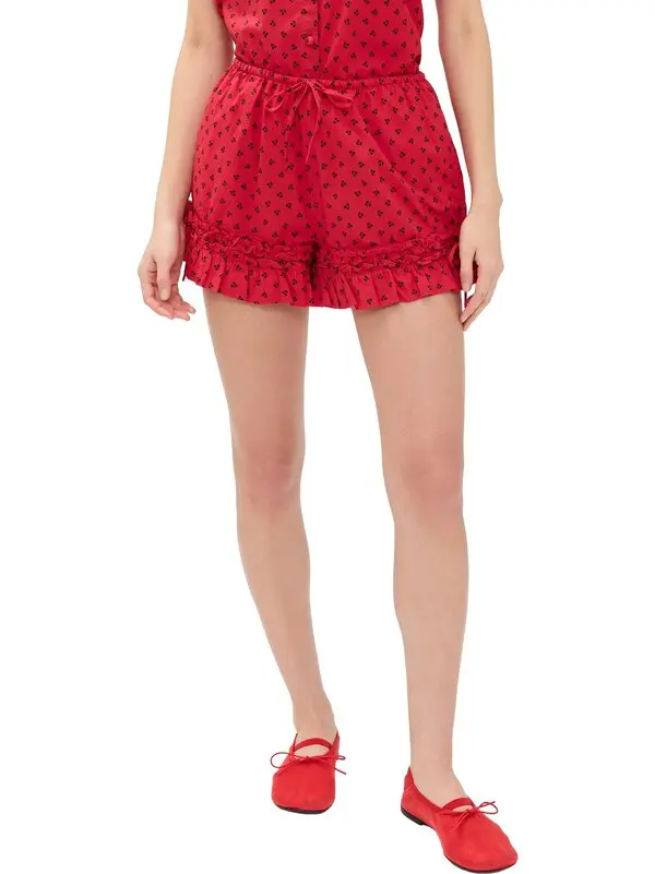 DAMSON MADDER Mafalda Frilly Tie Boxer Shorts - Red Cherry