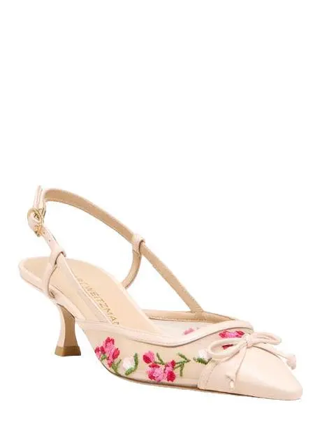 STUART WEITZMAN Kitty Floral Embroidered Pumps - Rosewater Multi/ Rose