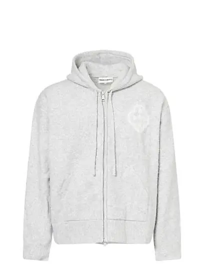 THE COUTURE CLUB Knitted Hoodie With Monogram - Greymarl