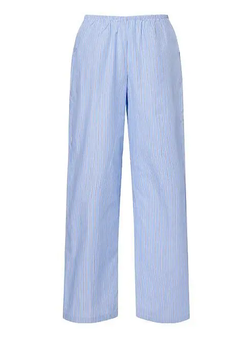ADANOLA Relaxed-fit Striped Cotton-poplin Trousers - Blue/white