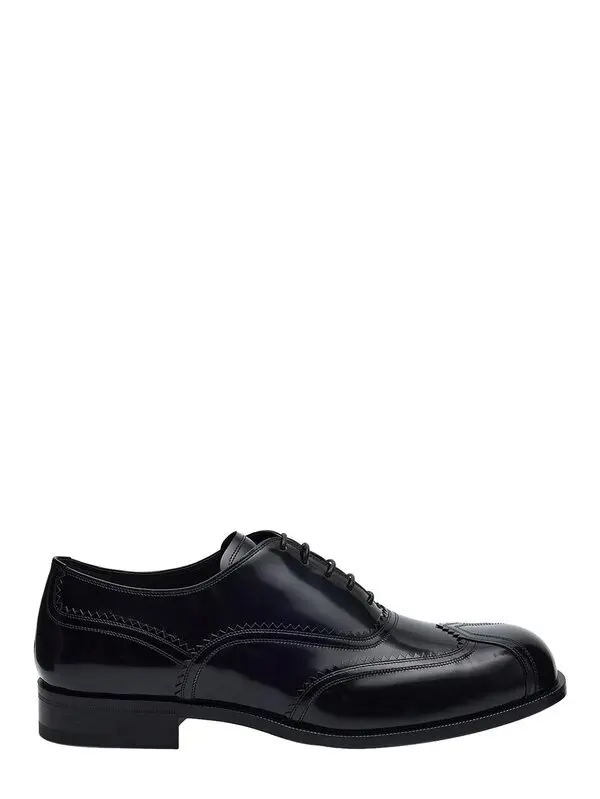 Bally Steel Wingtip Brogue Leather Derby Shoes - Black