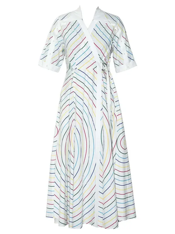 LOVEBIRDS Meadow Circular Striped Cotton Maxi Shirtdress - Summersun Ripple