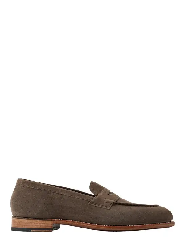 Grenson Lloyd Suede Penny Loafers - Brown