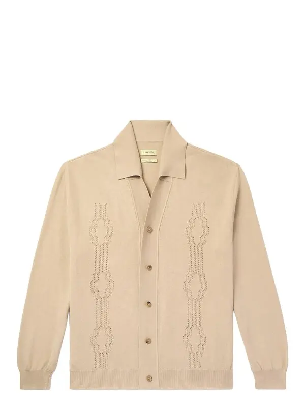 De Bonne Facture Pointelle-knit Cotton Cardigan - Neutrals