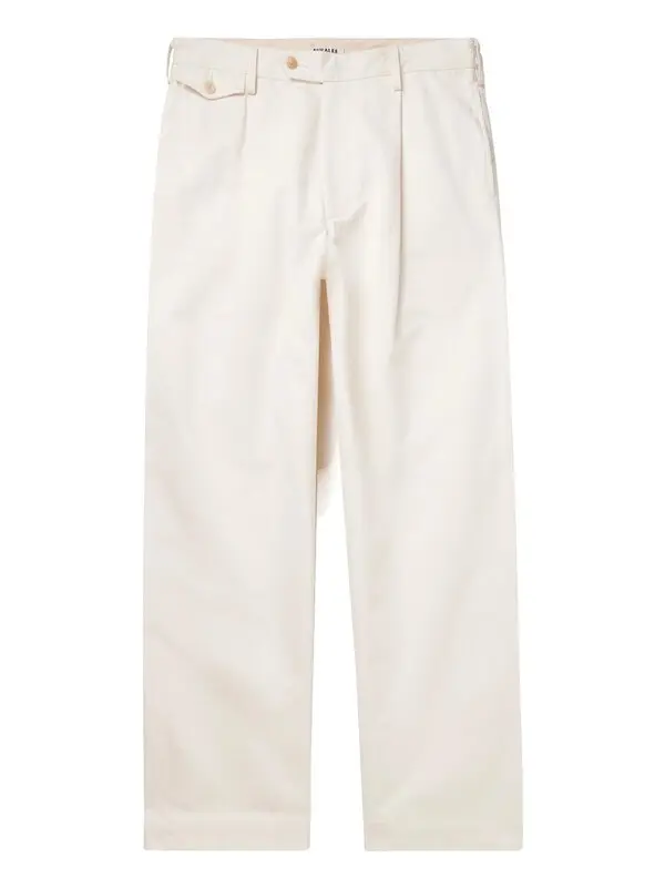 Auralee Finx Straight-leg Cotton-twill Trousers - Neutrals