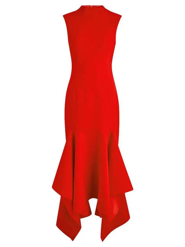 Solace London Trinity Crepe Midi Dress - Red