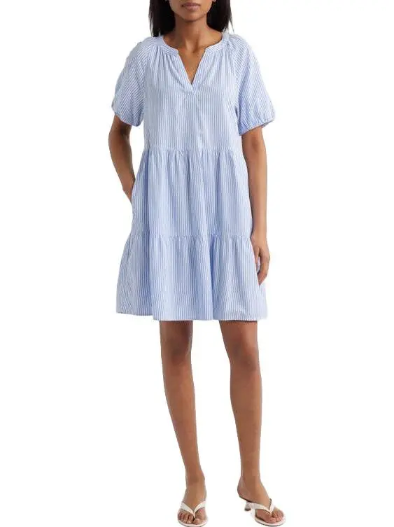 BEACHLUNCHLOUNGE Alora Stripe Tiered Dress - Light Sail