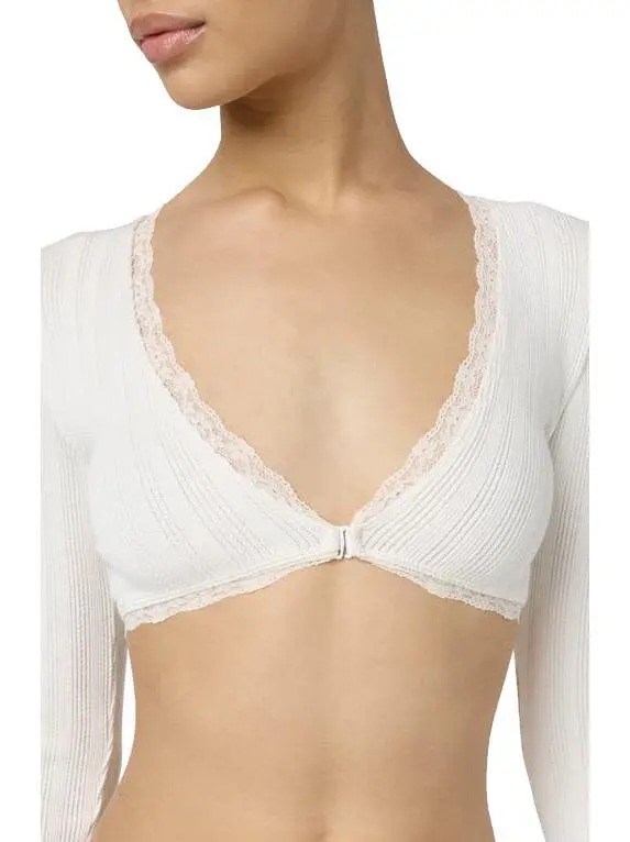 FLORENCE BY MILLS Pointelle Lace Crop Top - Jet Stream
