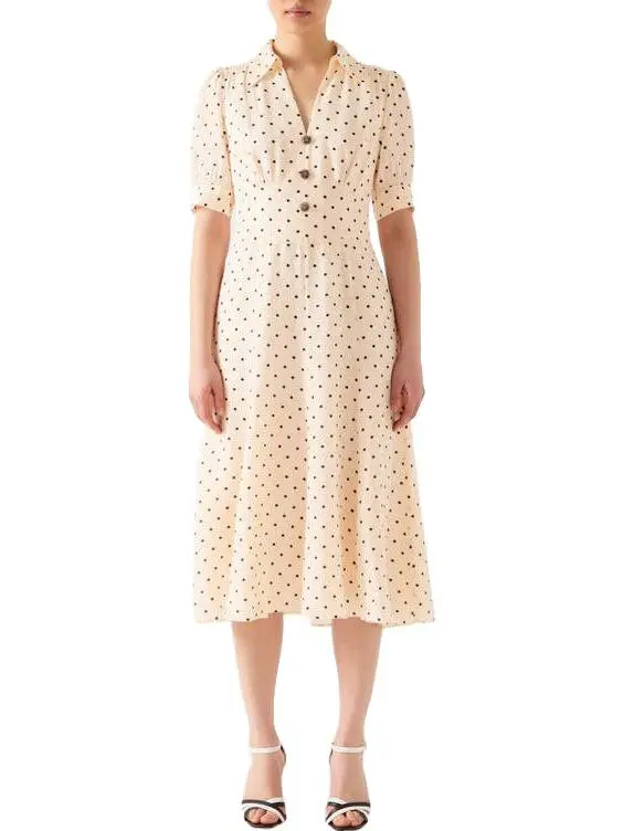 LK BENNETT Sophie Polka Dot Dress - Cream