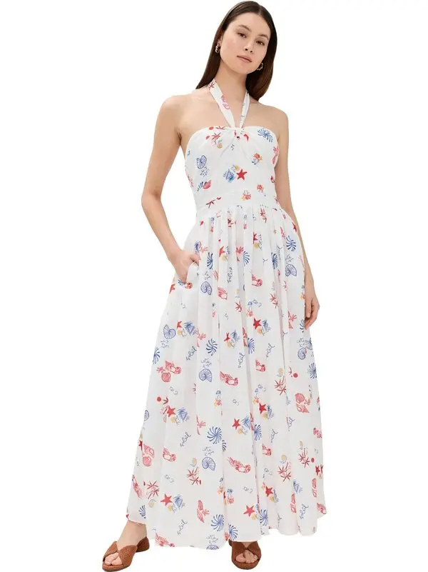 Line & Dot Reeta Printed Midi Dress - White Multi