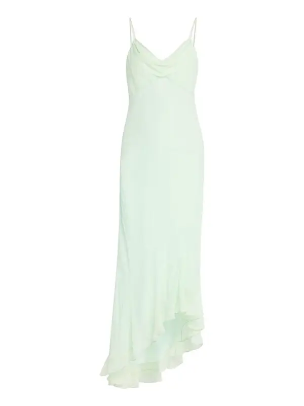LoveShackFancy Chesley High-low Slip Dress - Washed Sage