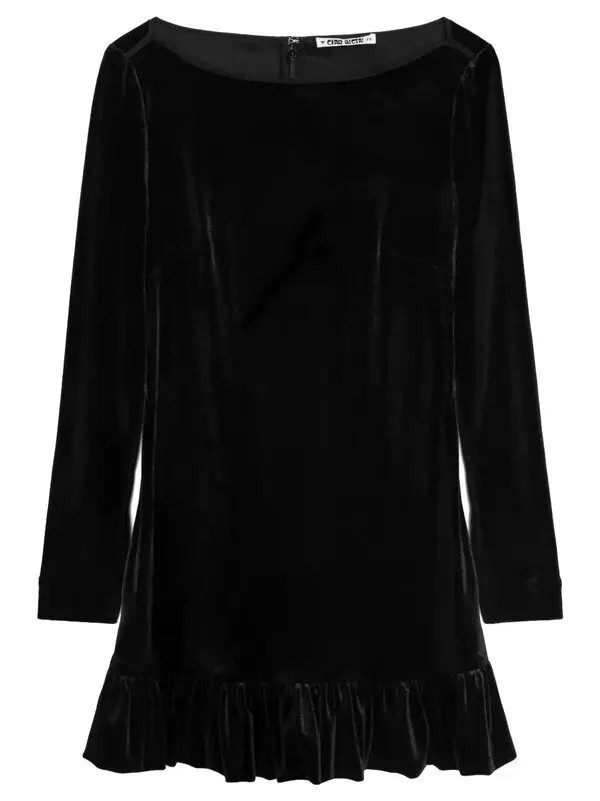 Ciao Lucia Velvet Ruffle-hem Dress - Black