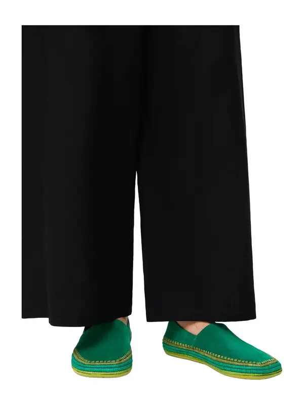 Loewe Rio Suede And Raffia Slipper - Green