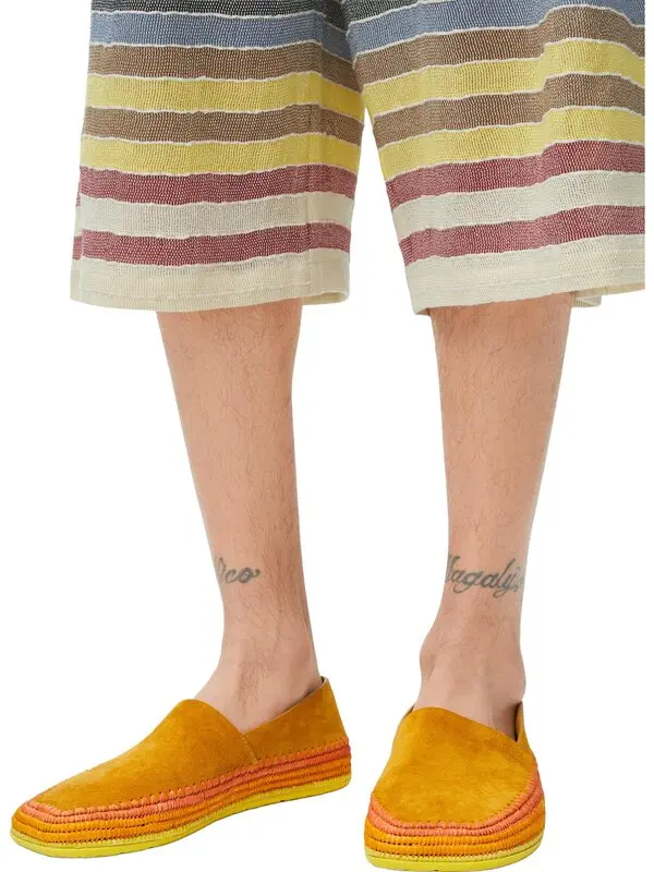 Loewe Rio Suede And Raffia Slipper - Orange