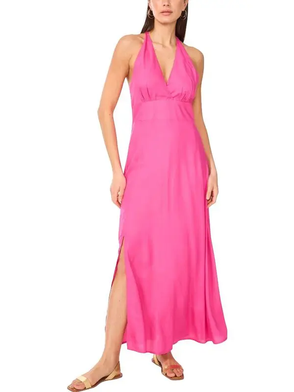 Vince Camuto Beaded Halter Maxi Dress - Fiercely Fuchsia