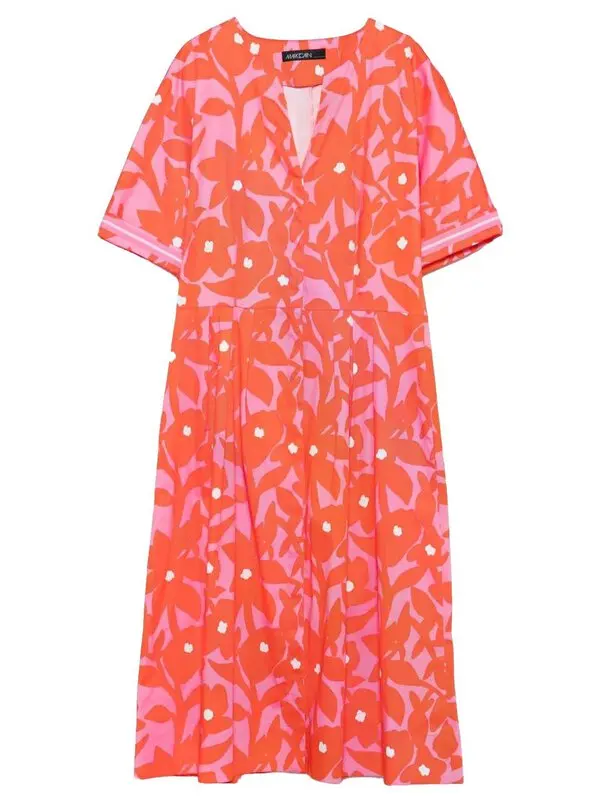 MARCCAIN Floral-print Midi Dress - Orange
