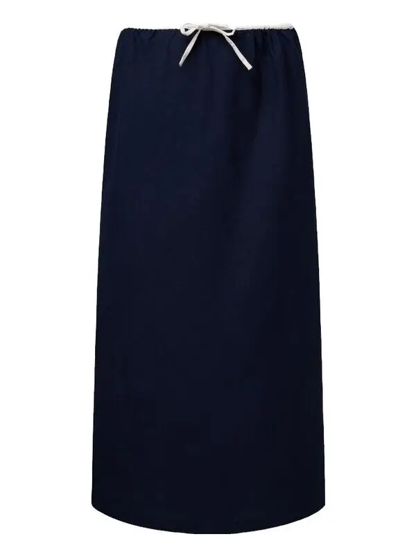 Onia Air Linen Midi Skirt - Deep Navy/white