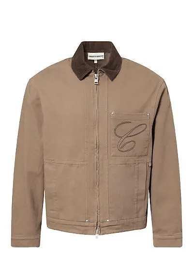 THE COUTURE CLUB Cotton Twill Jacket With Embroidered Logo - Washedbrown