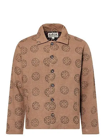 KARTIK RESEARCH Graphic-print Cropped Quilted Jacket - Brown/black