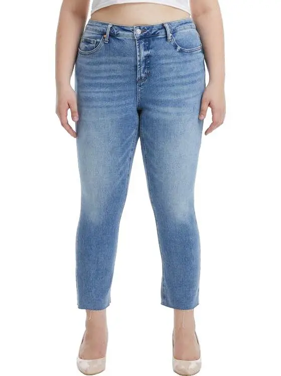 BAYEAS Raw Hem Ankle Skinny Jeans - Medium Blue