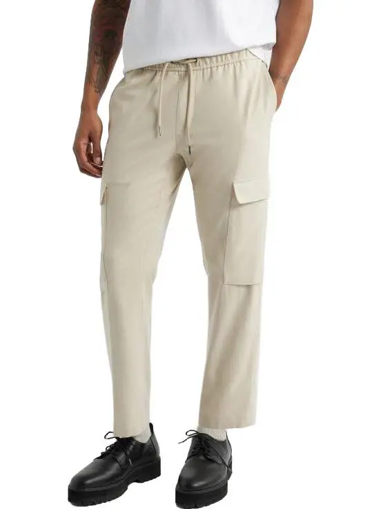 OPEN EDIT Elastic Waist Straight Leg Cargo Pants - Beige Birch