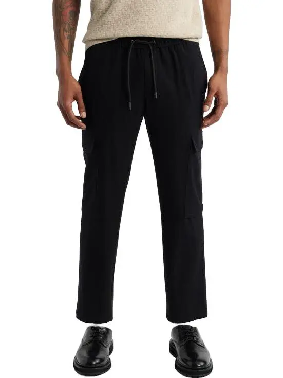 OPEN EDIT Elastic Waist Straight Leg Cargo Pants - Black