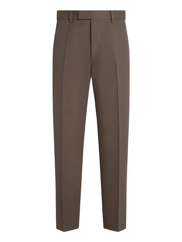 Zegna Cotton And Wool Trousers - Dark Taupe