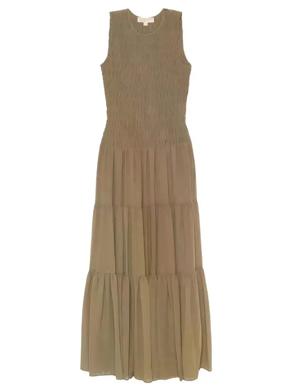 Michael Kors Gathered Georgette Maxi Dress - Green