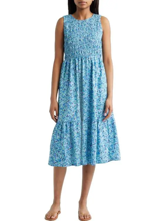 BEACHLUNCHLOUNGE Jules Smock Bodice Dress - Wander Blue