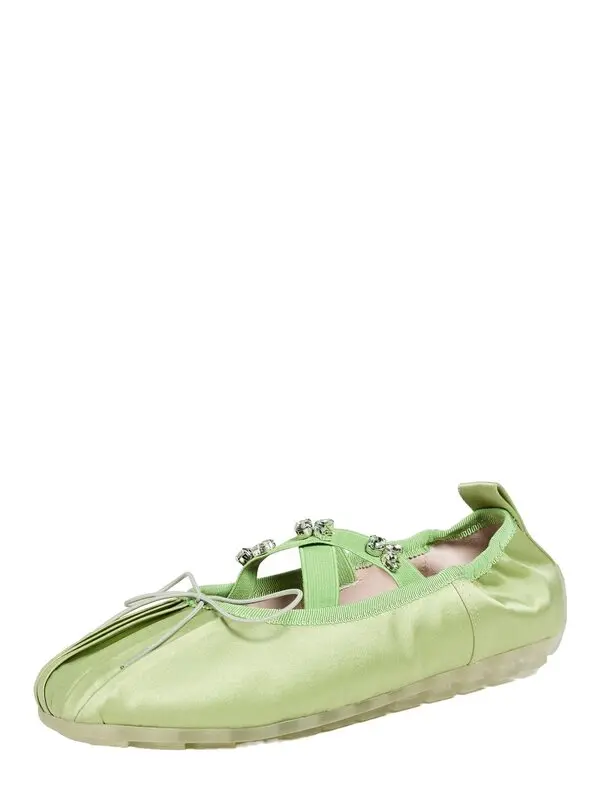 Simone Rocha Embellished Ballerina Grip Flats - Matcha/mint