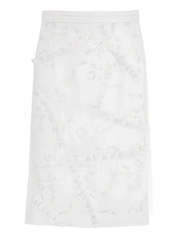 SHUSHU/TONG Lace Bow Patchwork Knee Length Skirt - White