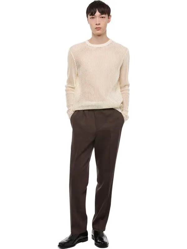Helmut Lang Spaced Sheer Crewneck Top - Ivory