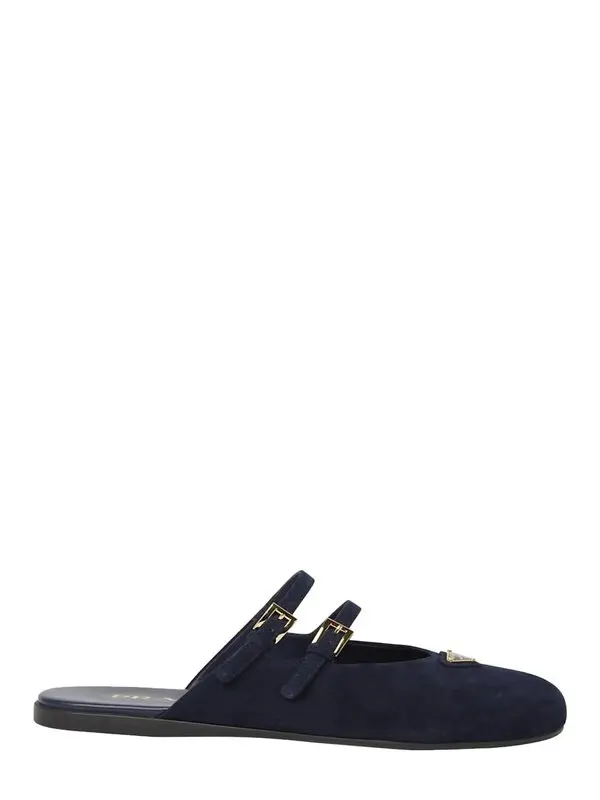 Prada Suede Mary Jane Ballerina Mules - Dkblue