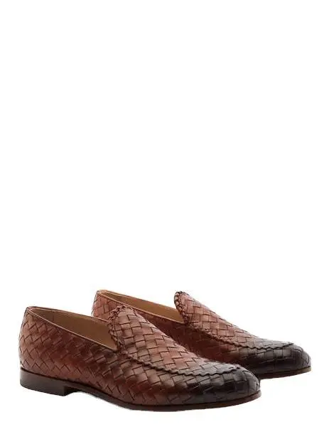 SCAROSSO Vittorio Woven Loafers - Cognac - Calf