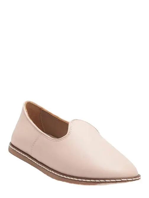 EPILOGUE SHOES Dalya Leather Slip-on Flats - Beige Leather