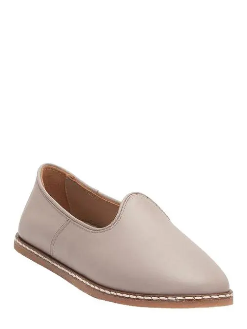 EPILOGUE SHOES Dalya Leather Slip-on Flats - Dark Beige Leather