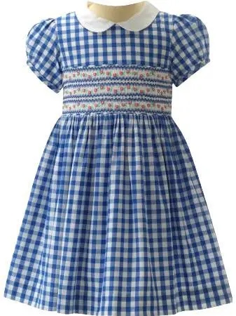 RACHEL RILEY Daisy Check Smocked Dress - Blue