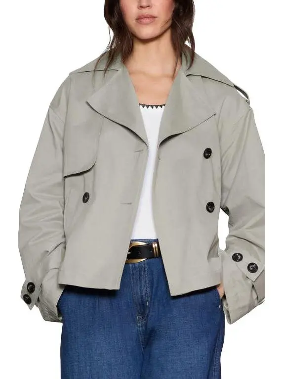 NEXT Crop Cotton-blend Trench Coat - Grey